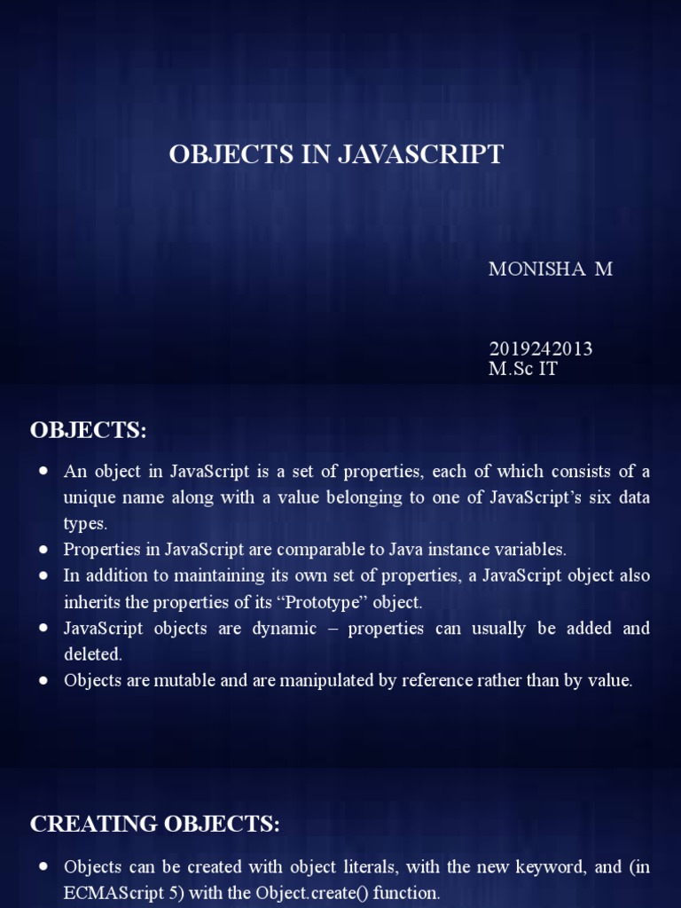 Monisha WT | PDF | Java Script | Constructor (Object Oriented Programming)