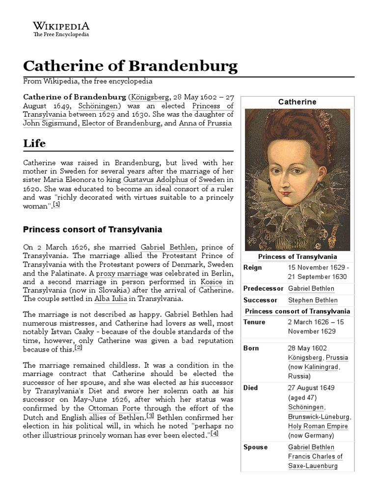Catherine of Brandenburg - Wikipedia | PDF