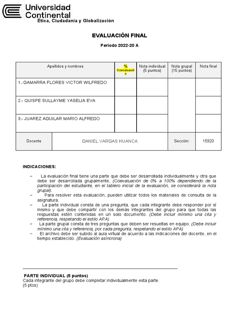 Evaluación Final | PDF
