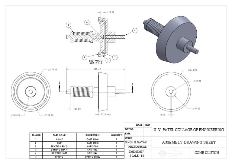 Cone Clutch Assembly Drawing | PDF