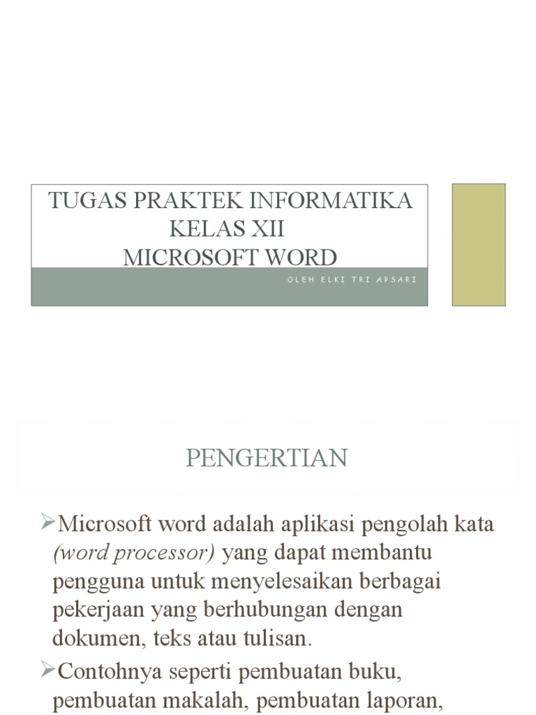 Tugas Praktek Kelas XII TENTANG MICROSOFT WORD Elki | PDF