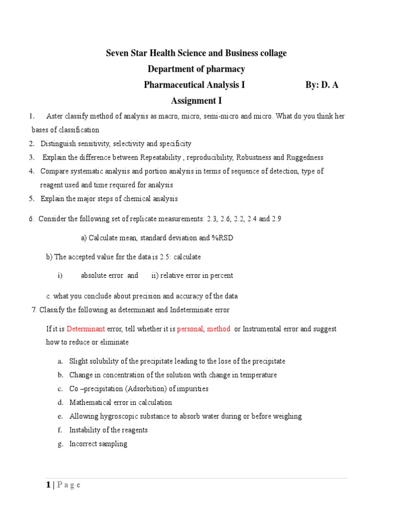 Analysis I Worksheet Ss Edited PDF | PDF | Acid | Ph