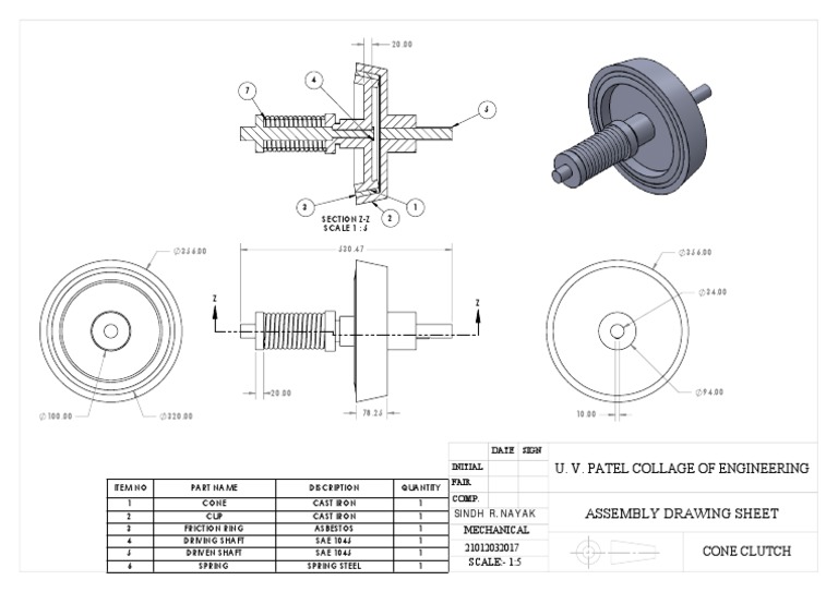 Cone Clutch Assembly Drawing | PDF