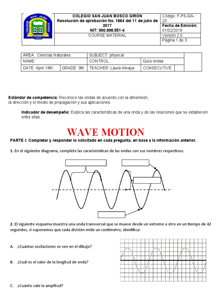 Guía de Ondas para 9º Grado | PDF | Olas | Longitud de onda