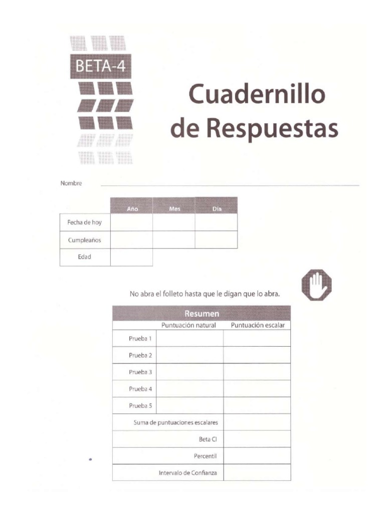 Cuadernillo de respuestas Beta IV comprimido | PDF