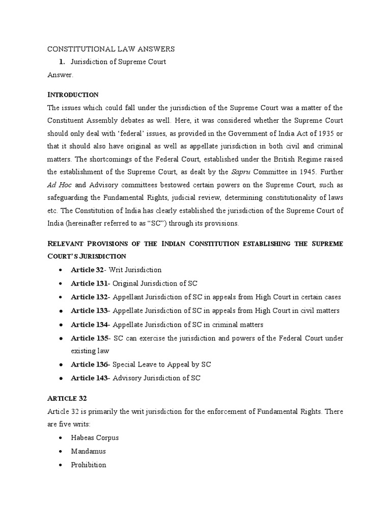 Constitutional Law Answers | PDF