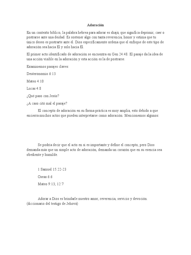 Adoración Bosquejo | PDF