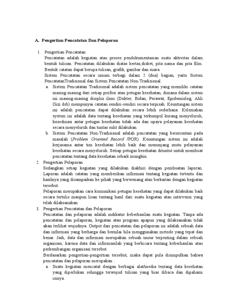 Pencatatan - Dan - Pelaporan Kel 3 | PDF