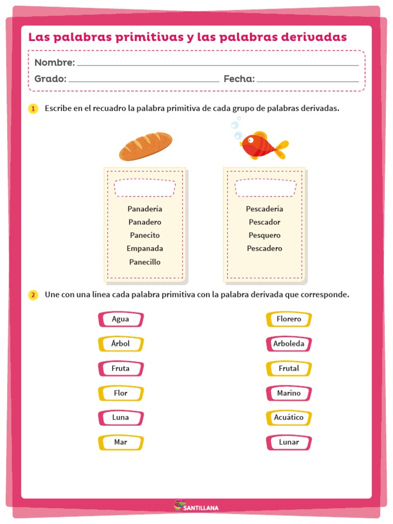 Tarea de Palabras Derivadas y Primitivas-5341677780934 | PDF
