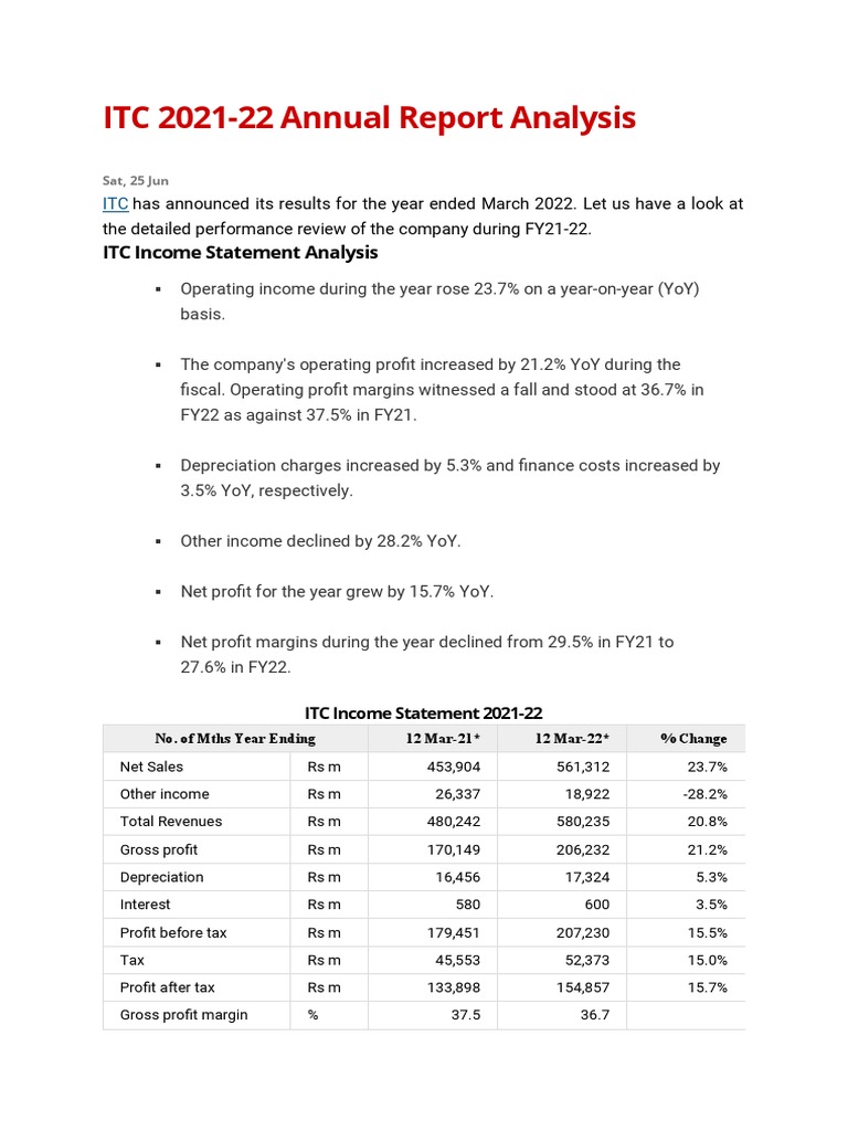 ITC Analysis | PDF