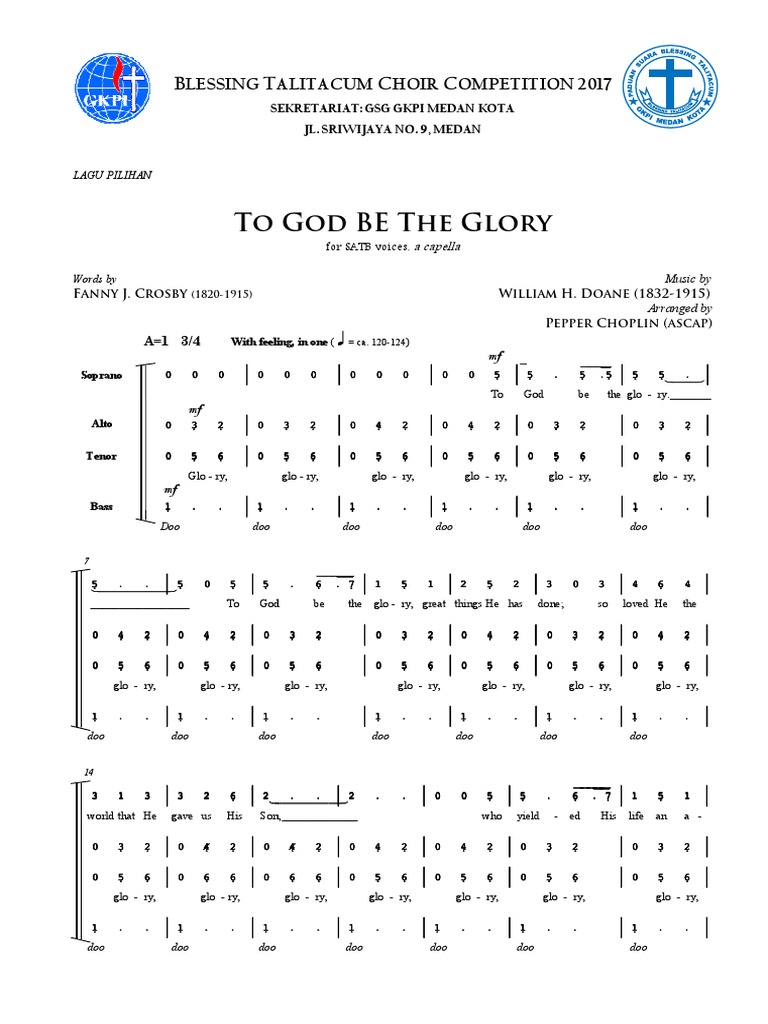 To God Be The Glory Sheet Music | PDF
