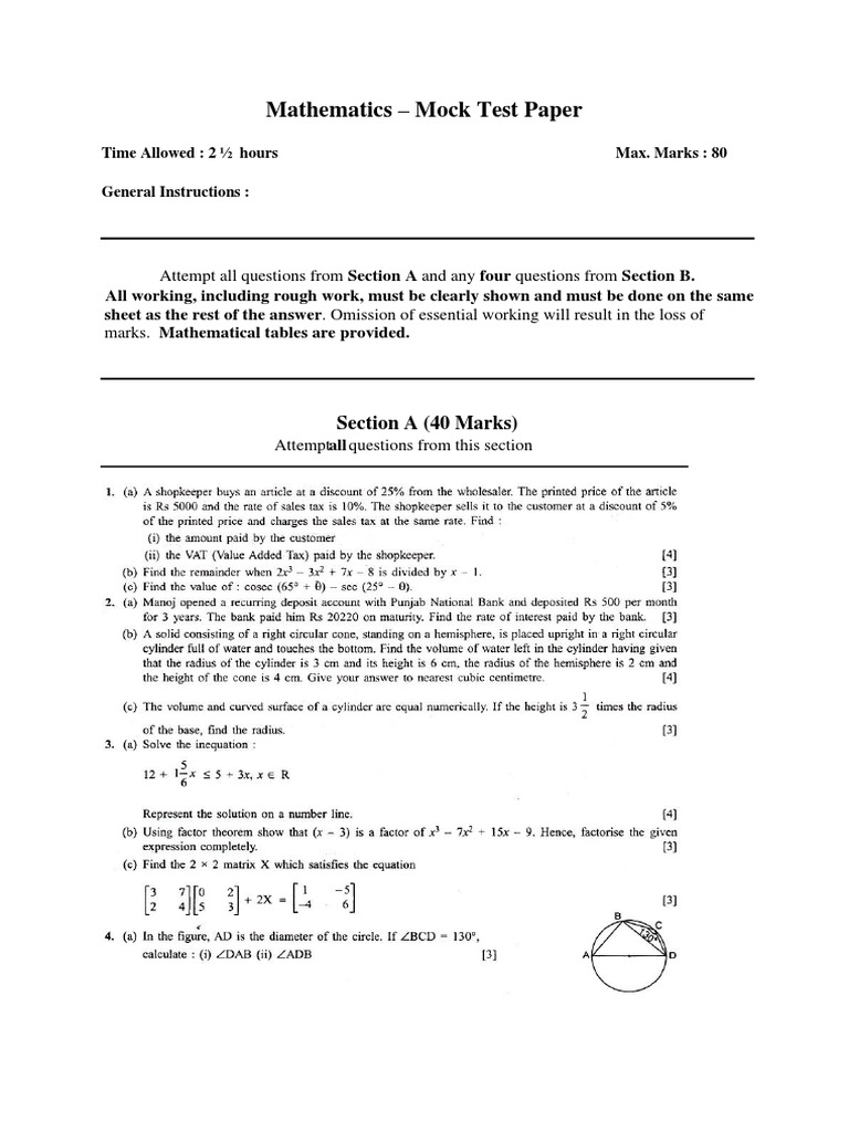 ICSE Class 10 Maths Paper 2 PDF | PDF