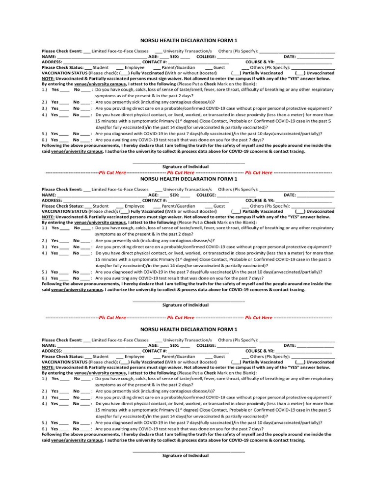 Health Declaration Form | PDF
