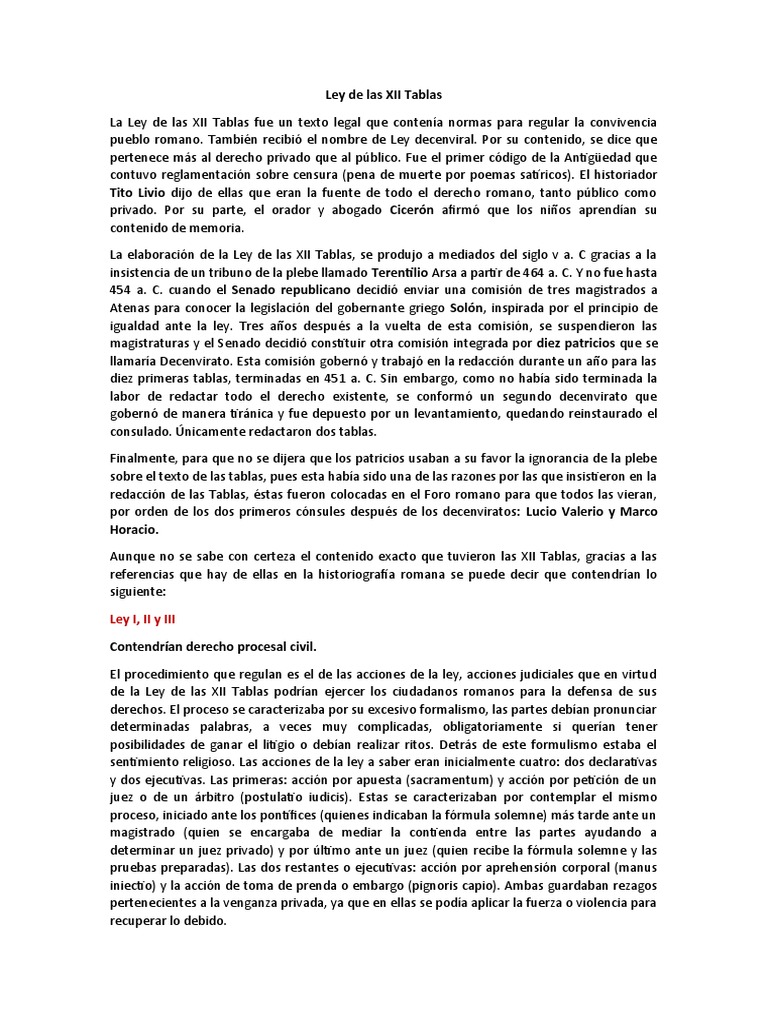 Ley de las XII Tablas: Código Romano | PDF | Antiguedad clasica | Mundo ...