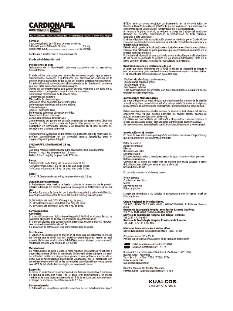 Prospecto Cardionafil PDF | PDF