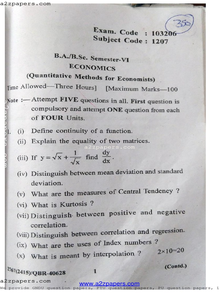 Eco - Ba - BSC - 6th Sem - 2015 PDF | PDF | Foreign Language Studies