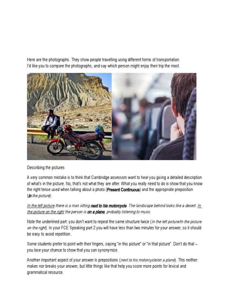 B2 Speaking Comparing The Photographs-Part 2 | PDF