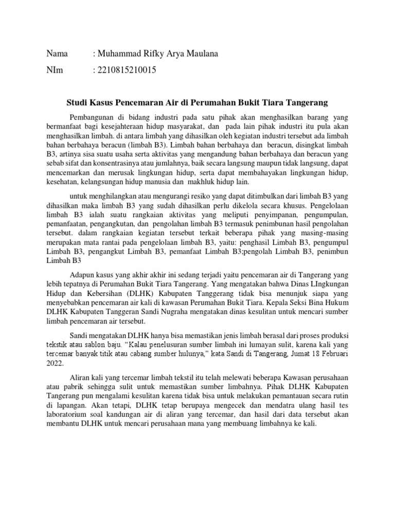 Muhammad Rifky Arya Maulana - Tugas Pengelolaan Limbah B3 PDF | PDF