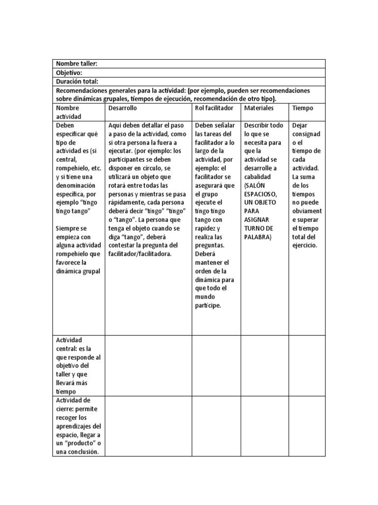 Formato Taller | PDF