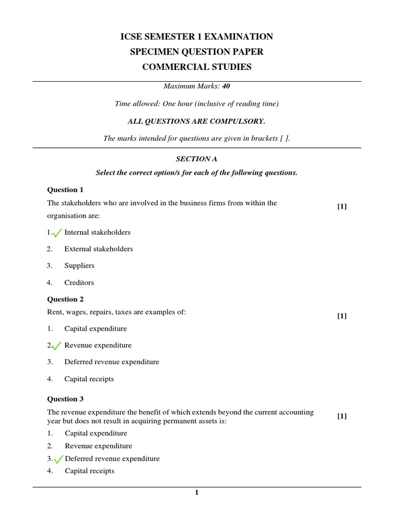 MCQ Sample Commercial Studies - AS PDF | PDF