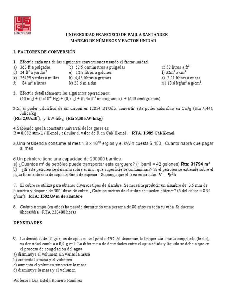 Tarea 1. Factores de Conversión | PDF | Celsius | Fahrenheit