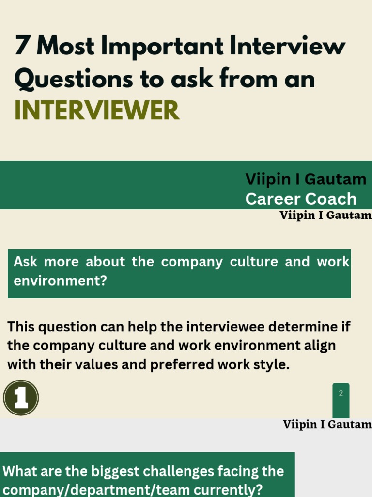 7 Important Question That YOU Should Ask To An Interviewer | PDF 7 Important Question That YOU Should Ask To An Interviewer | PDF