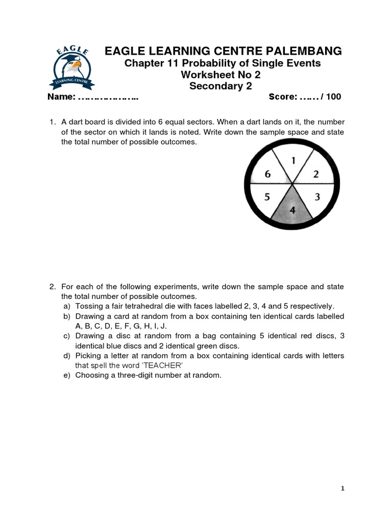 Ws 2 Probability of Single Events PDF | PDF
