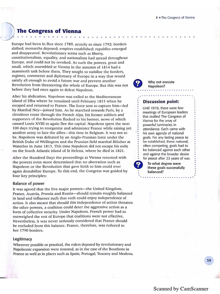 IB History From The Vienna Congress To The Italian Unification (2) 2 ...