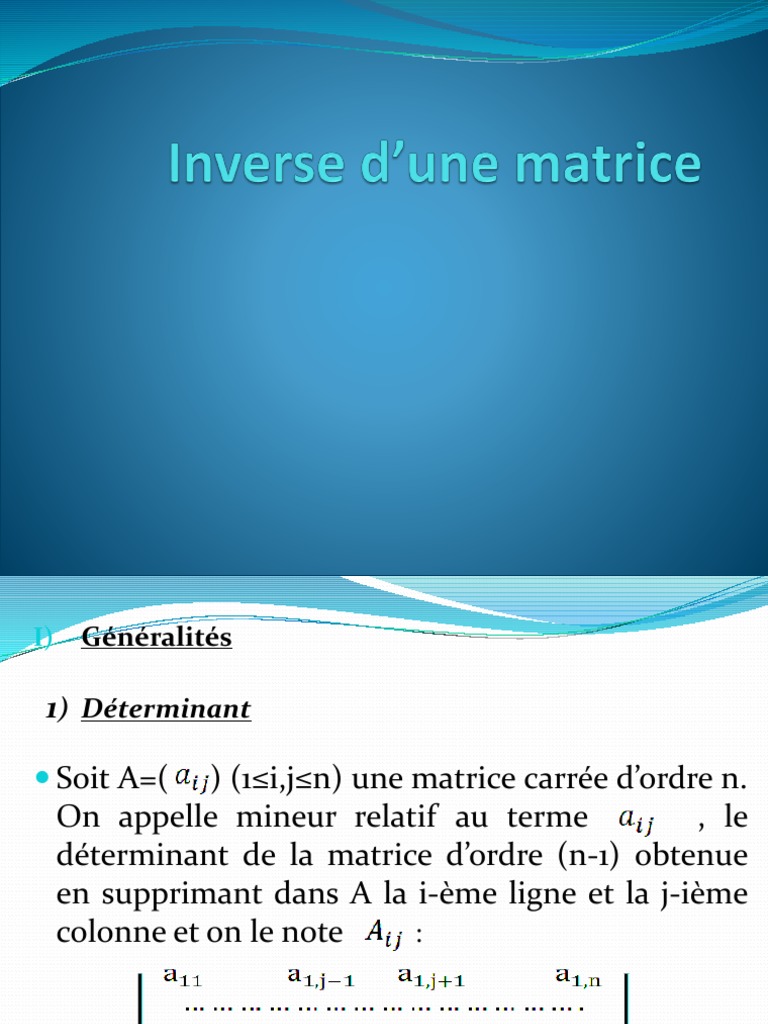 Cours Chap 7 Inverse D'une Matrice PDF | PDF | Matrice (Mathématiques ...