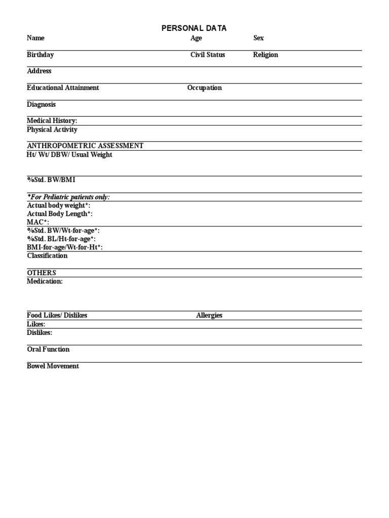 Nutrition Forms | PDF