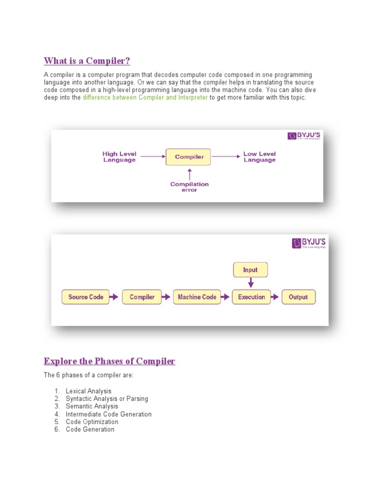 What is the phases of Compiler.docx | PDF | Compiler | Parsing