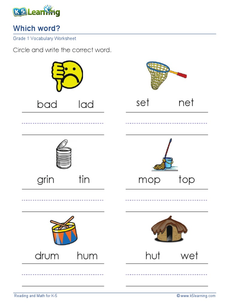 Grade 1 Write Words Pictures 1 | PDF