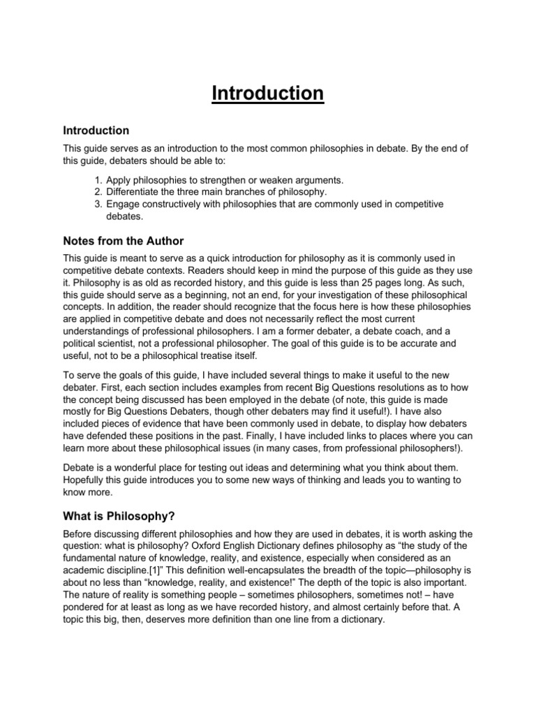 Intro To Philosophy in Debate PDF | PDF