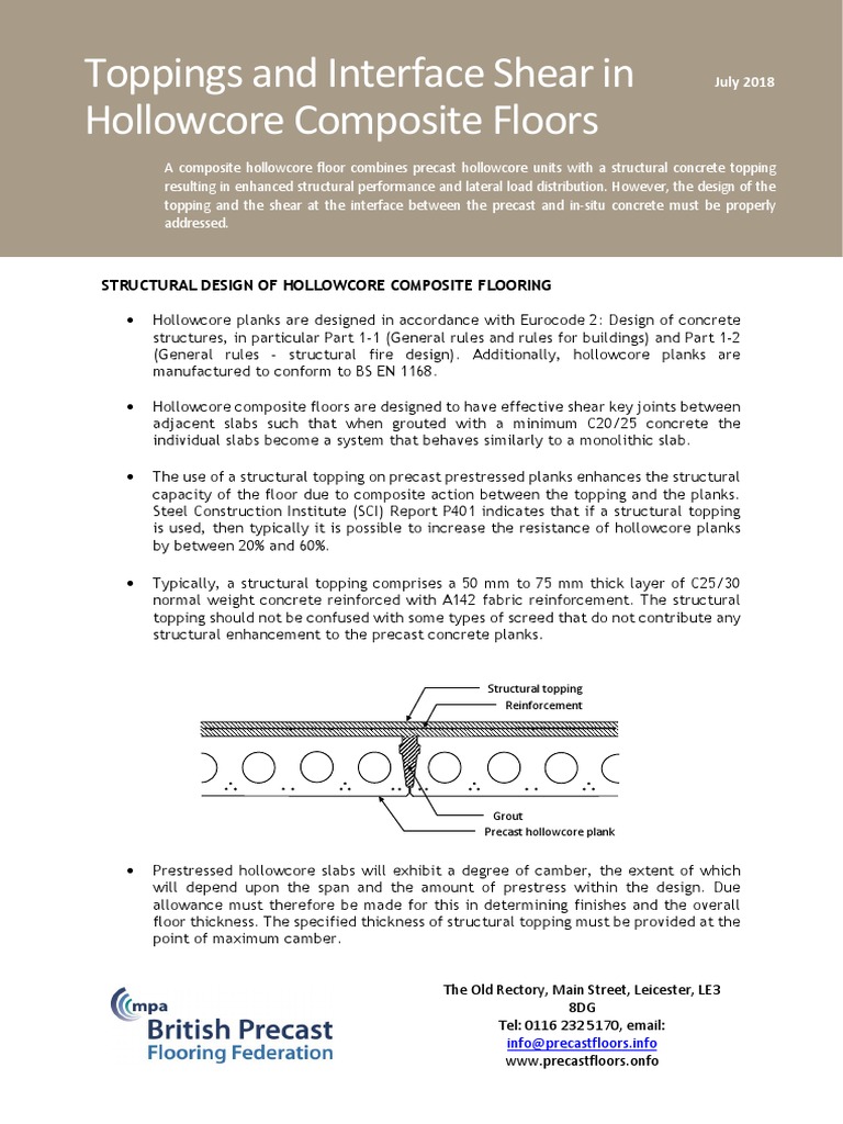 Structural Topping for Hollowcore Floors | PDF | Concrete | Precast ...