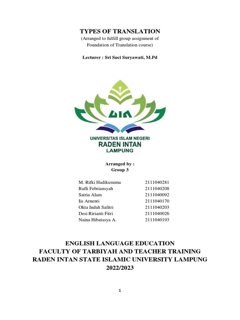Types of Translation | PDF