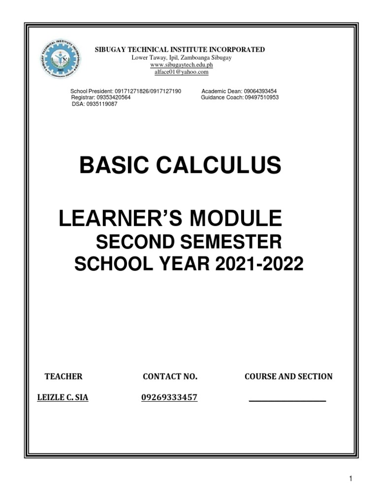 Basic Calculus Module 1 | PDF