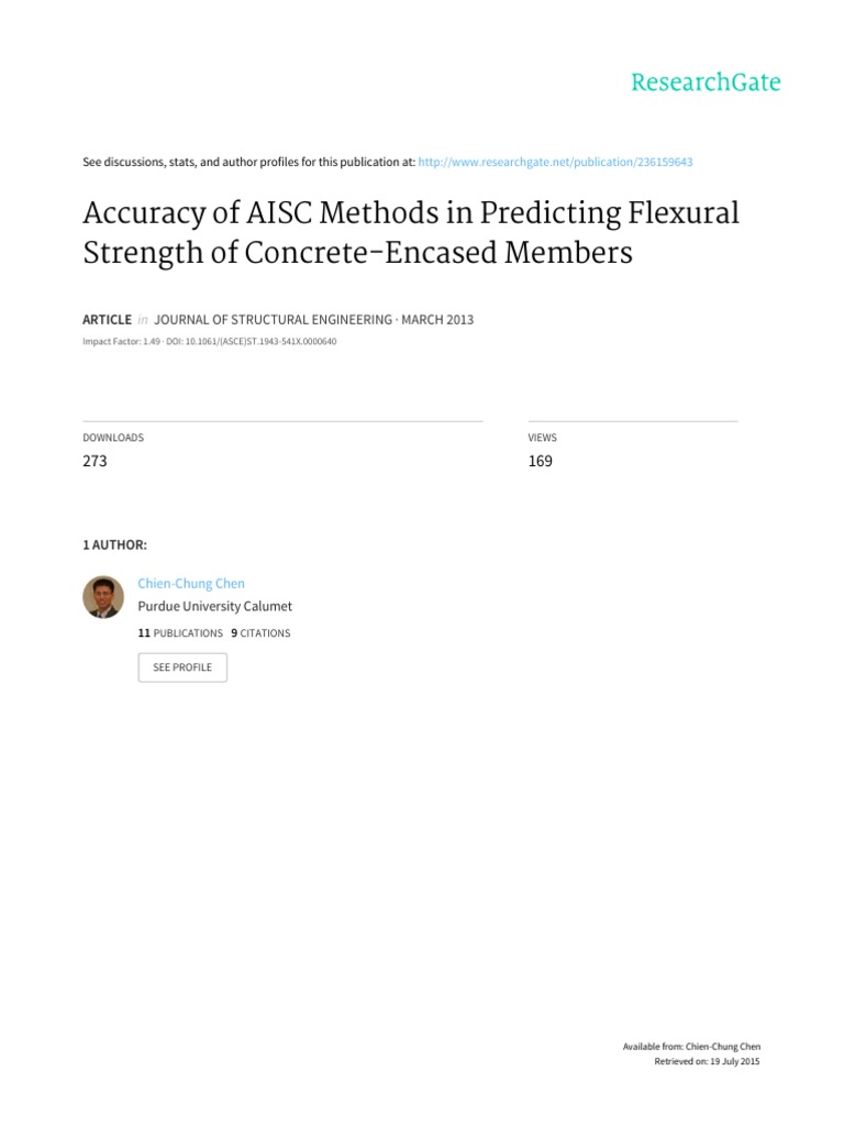 Accuracy of AISC Methods in Predicting Flexural Strength of Concrete ...