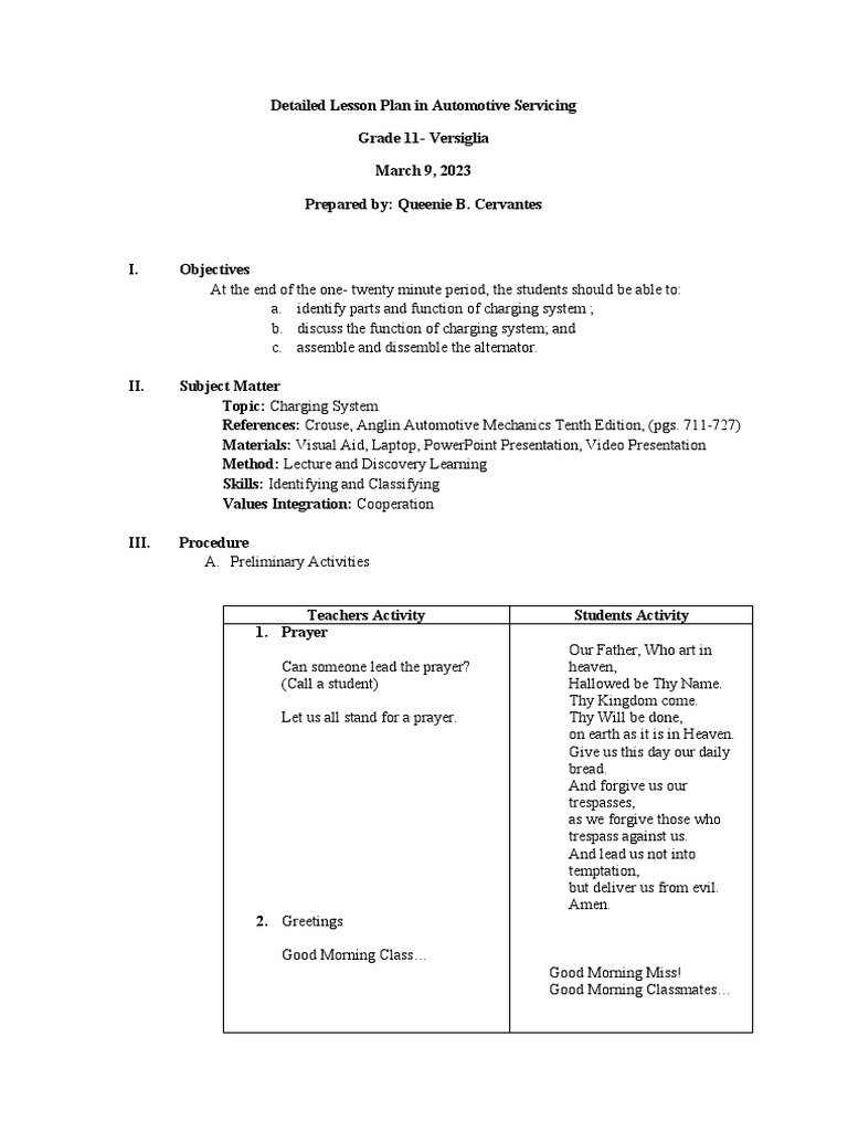 Charging System Lesson Plan | PDF