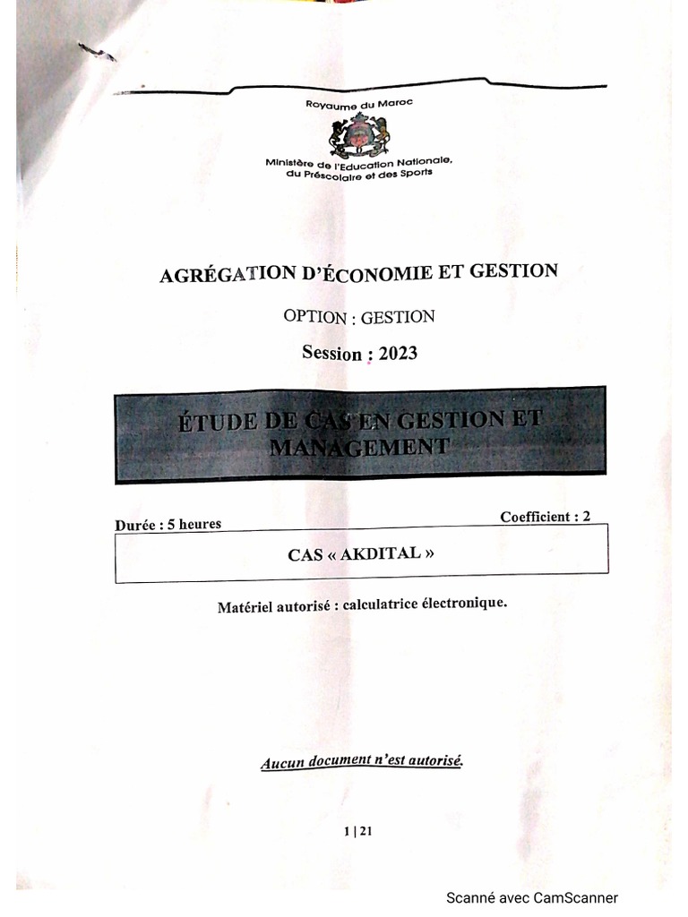 agrégation 2023 manag finance et CG | PDF