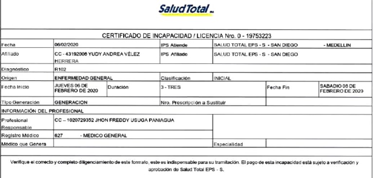 Incapacidad Salud Total | PDF