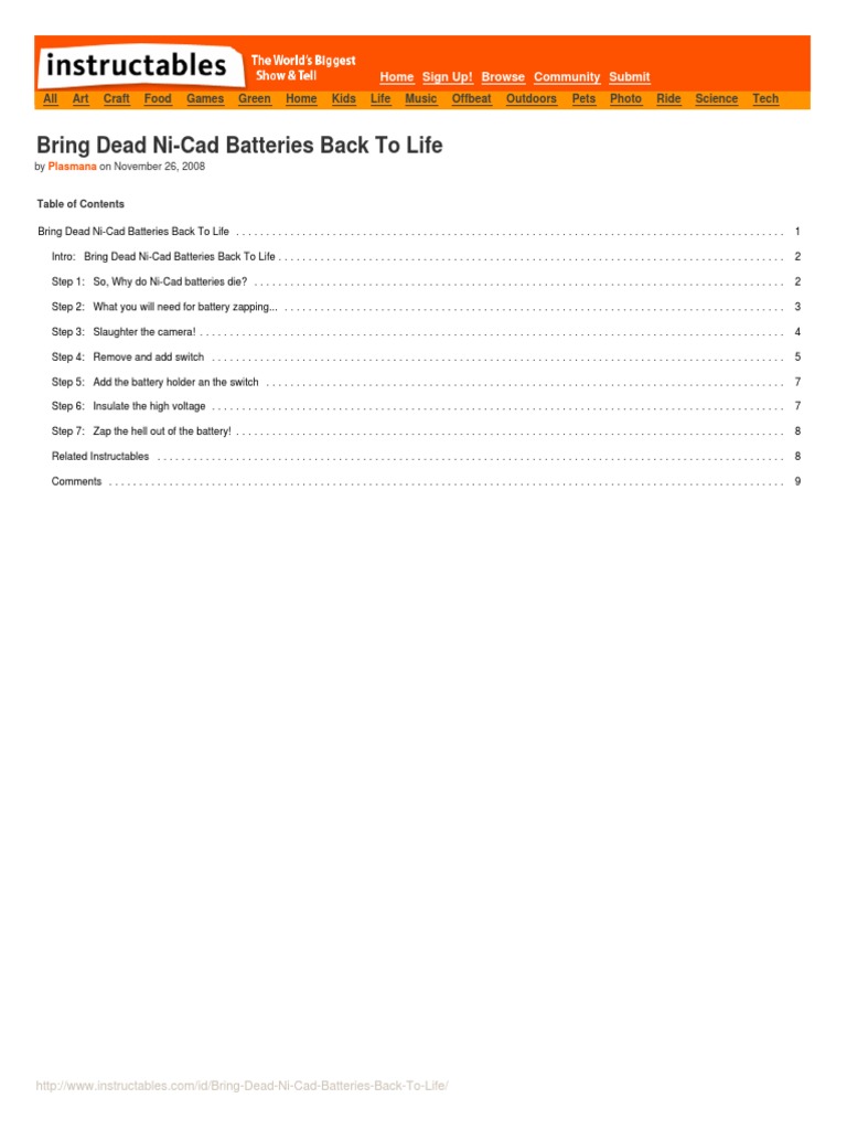 Bring Dead Ni Cad Batteries Back To Life PDF | PDF