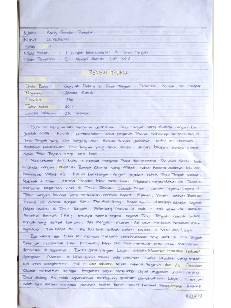 Ajeng Gandari Primalia - 20180510441 - Tugas Review - Kelas H - Hubungan Internasional Di Timur ...