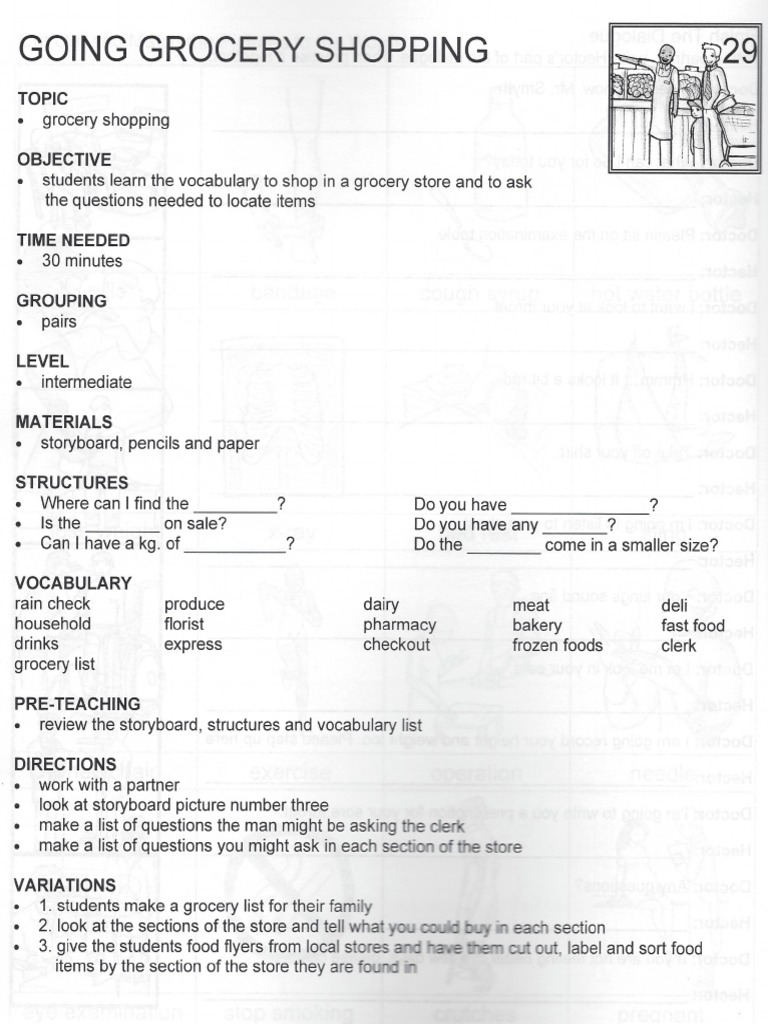 Storyboard 29 Grocery Shopping TEACHER PDF | PDF