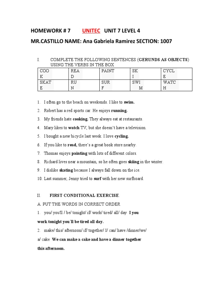 Homework 7 Level 4 Unit 7 Pdf Pdf