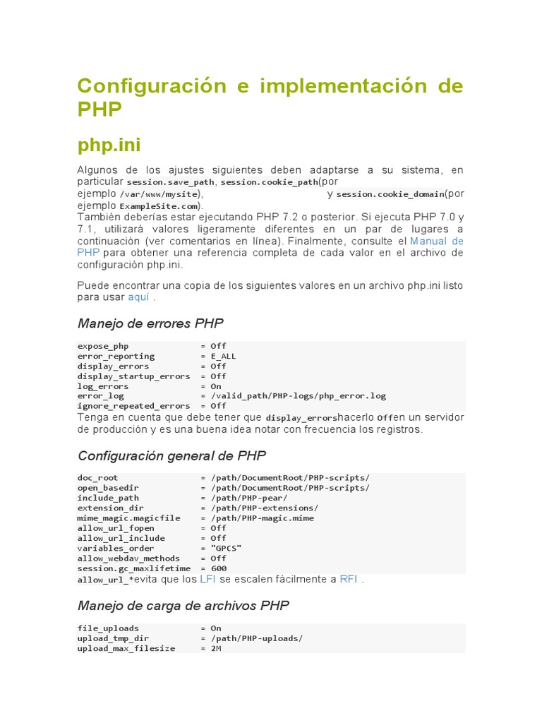 Configuración PHP.pdf | PDF | Php | Software del sistema Configuración PHP.pdf | PDF | Php | Software del sistema