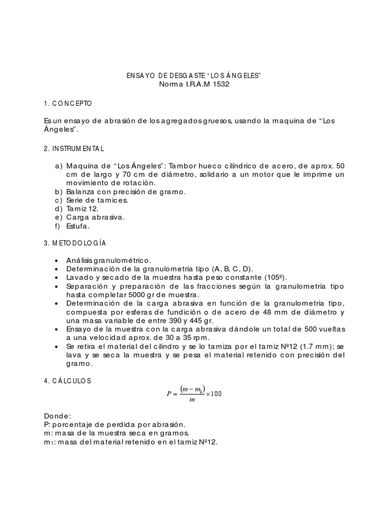 Ensayo de Desgaste - IRAM 1532 PDF | PDF