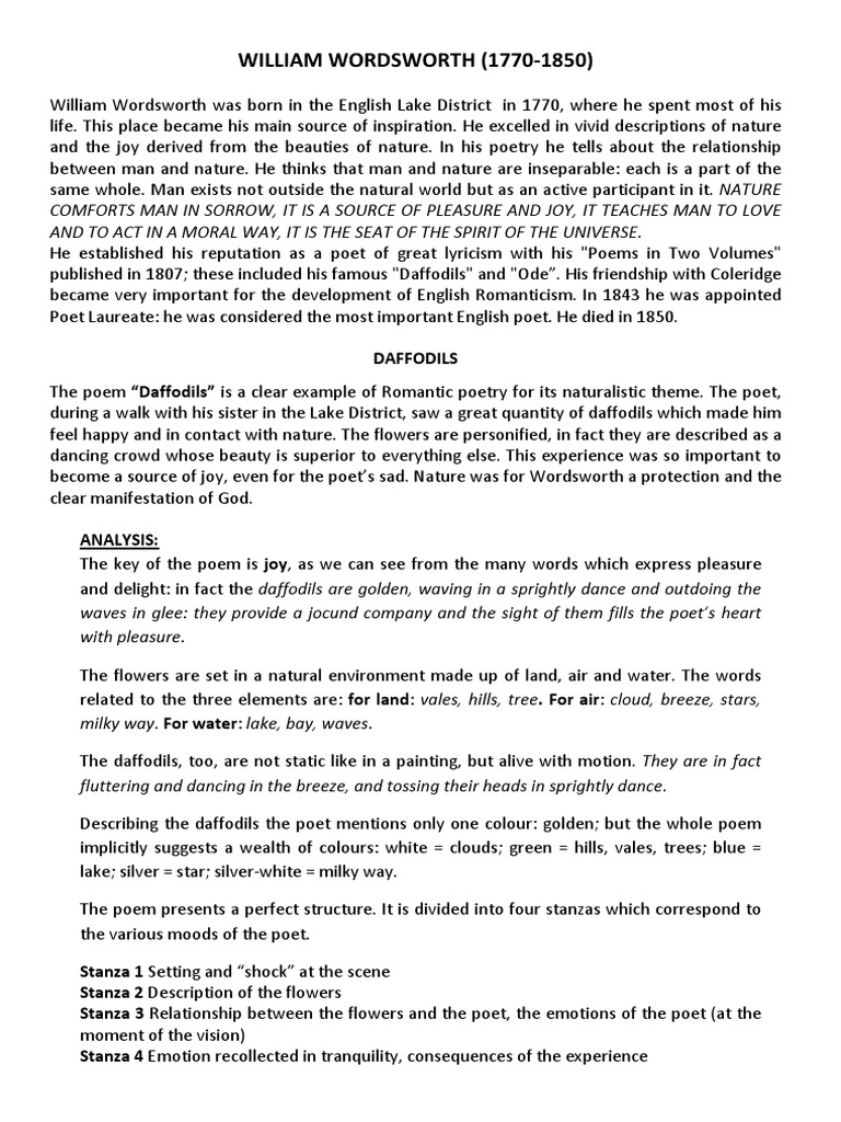 Text Analysis | PDF | William Wordsworth | Poetry