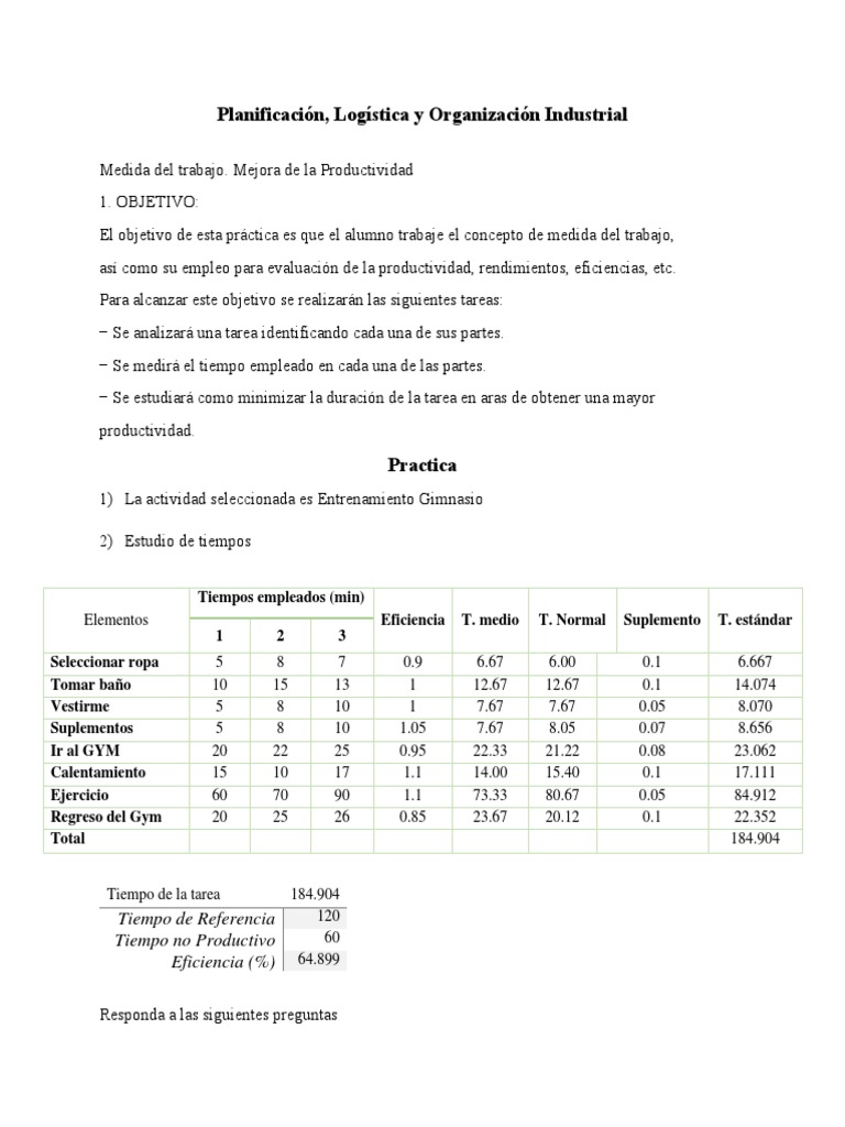 Estudio De Tiempos Pdf Economias