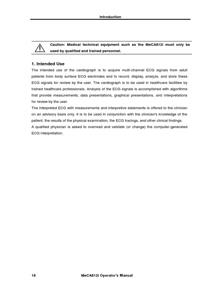 MeCA812i ECG Device User Manual | PDF