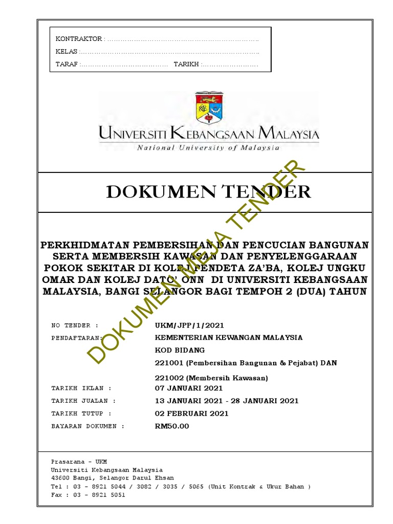TENDER UKM-1-2021 KPZ, KUO, KDO - DOKUMEN TENDER BEKALAN PERKHIDMATAN ...